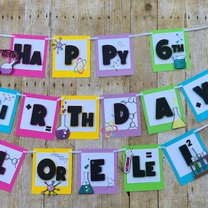 Science Birthday Banner: Glitter Lab Theme Party Decor - Etsy