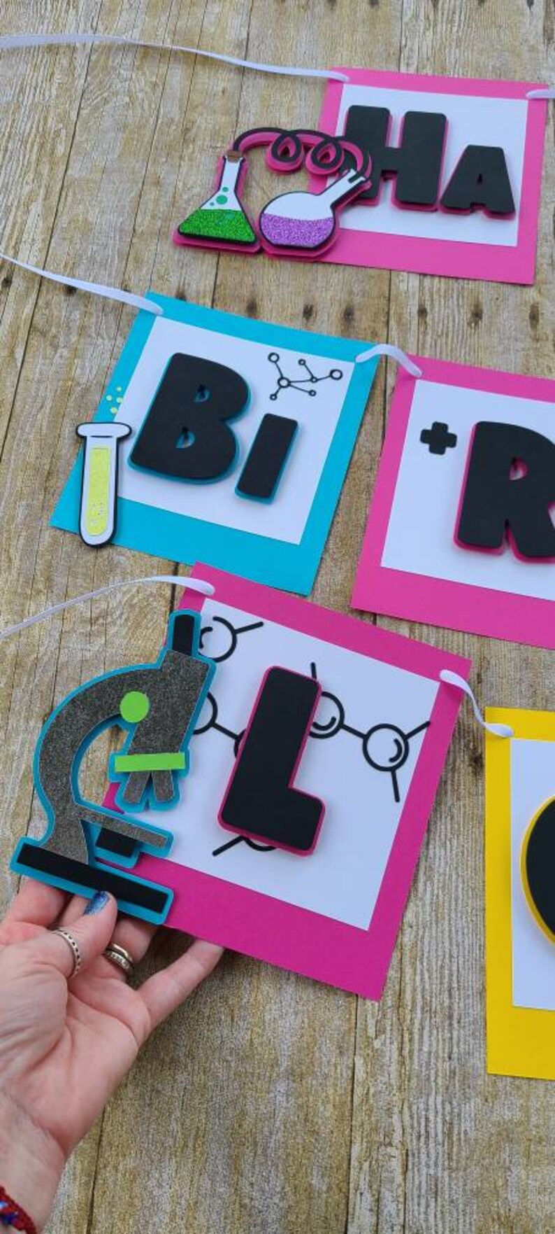 Science Birthday Banner: Glitter Lab Theme Party Decor - Etsy