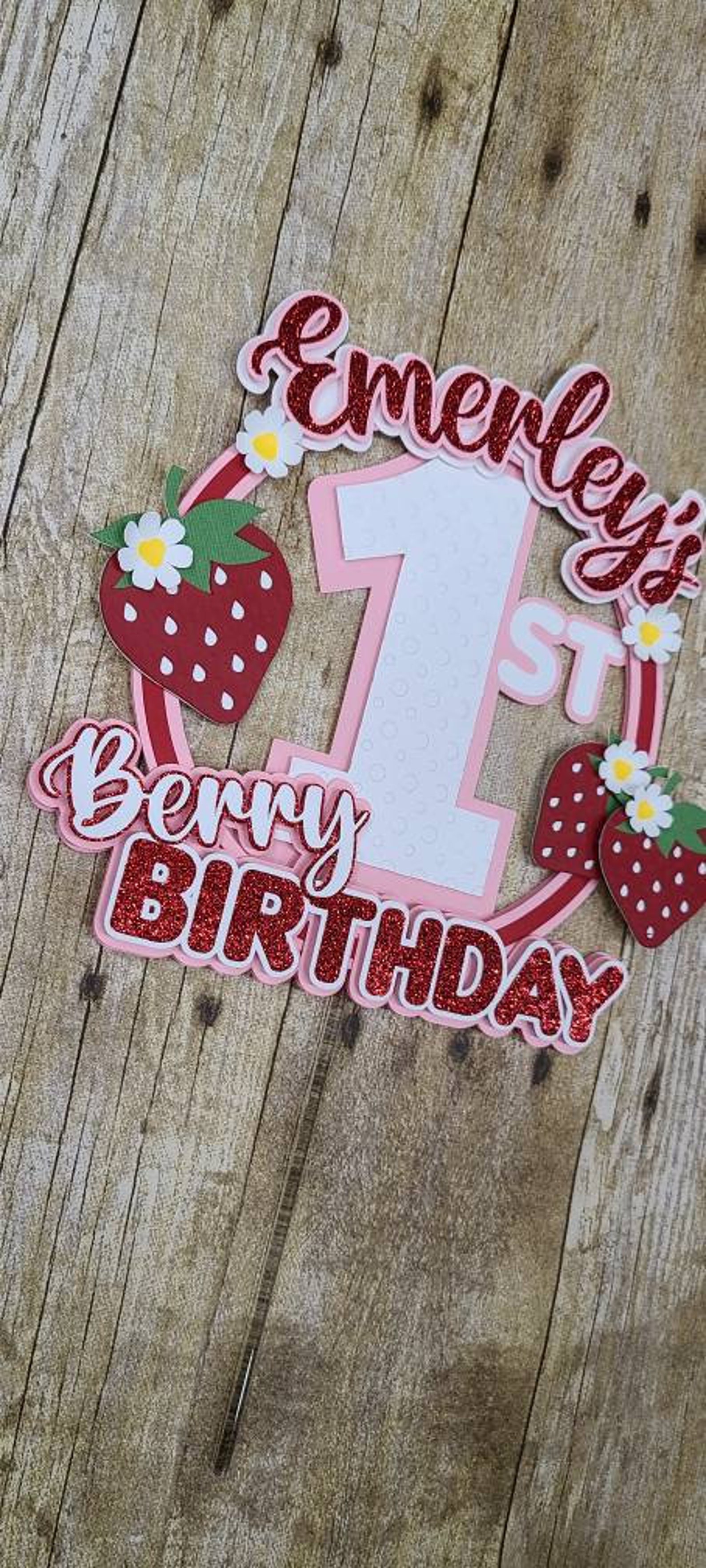 Berry 1st Birthday Cake Topper / Strawberry Theme Party Decor - Etsy