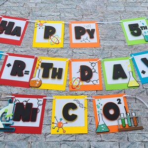 Science Wonder Lab Happy Birthday Banner / Chemistry Birthday ...