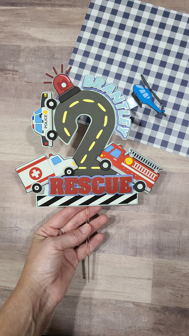 TWO the Rescue Cake Topper: First Responder Birthday Party Decor - Etsy