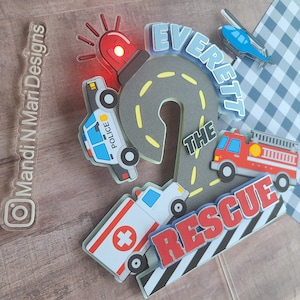 TWO the Rescue Birthday Cake Topper / 2 the Rescue / First Responder ...
