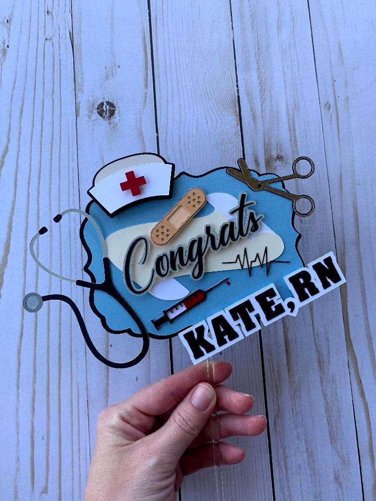 Nursing Graduation Cake Topper RN Theme Cake Topper - Etsy