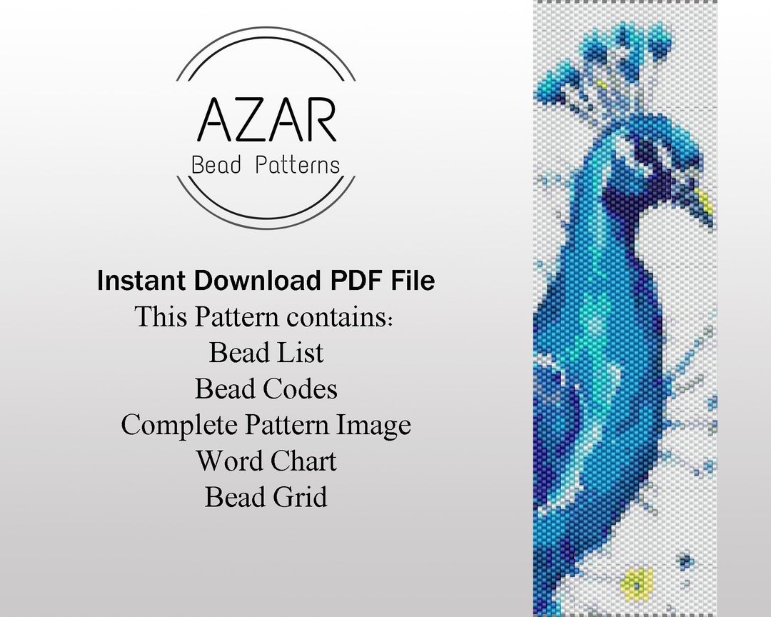 Peacock Bead Peyote Pattern Big Bird Bracelet Pattern DIY Cuff Beaded ...