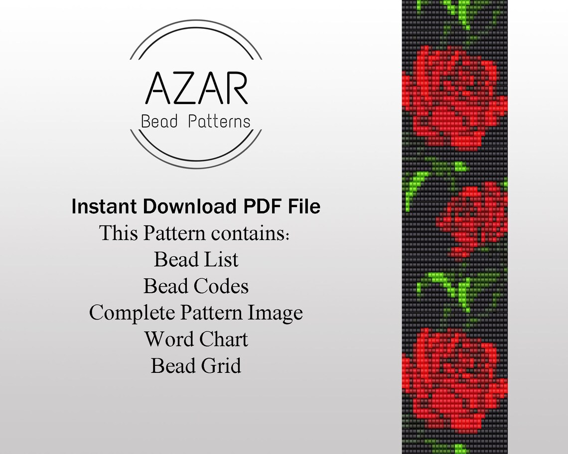 Roses Loom Bead Pattern Flower Bead Bracelet Pattern | Etsy