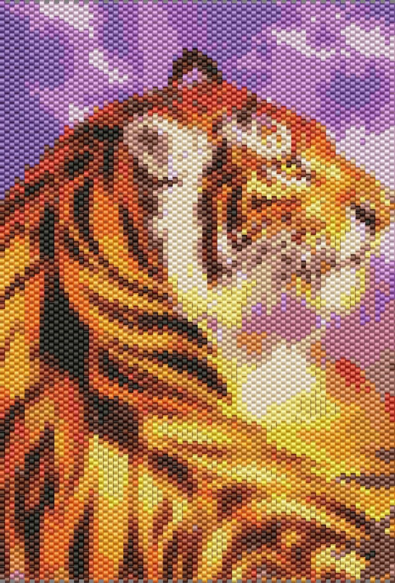 Tiger Bead Peyote Pattern DIY Delica Beading Lion Face | Etsy