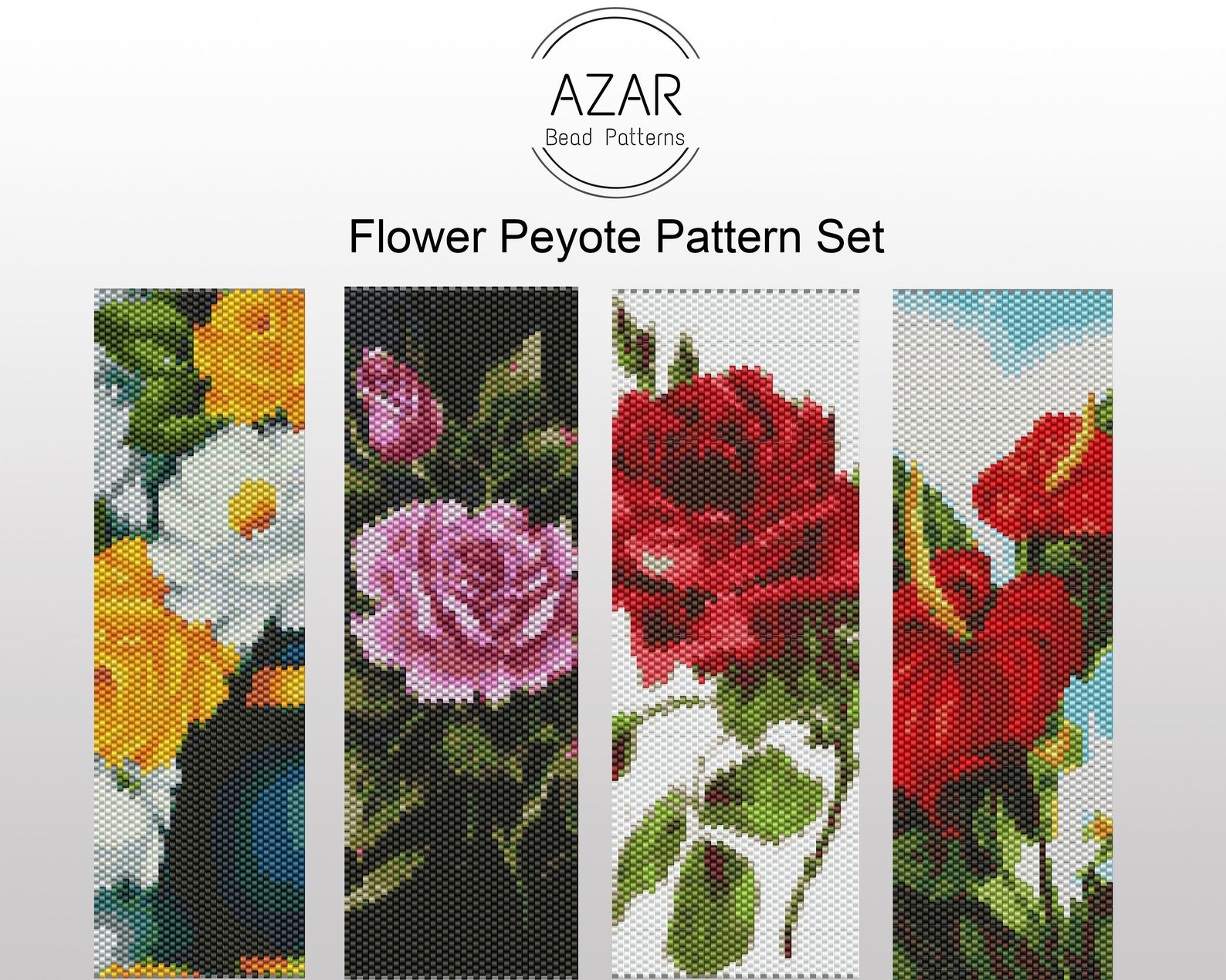Flowers Bead Peyote Pattern Set 2 Floral Peyote Bracelet - Etsy