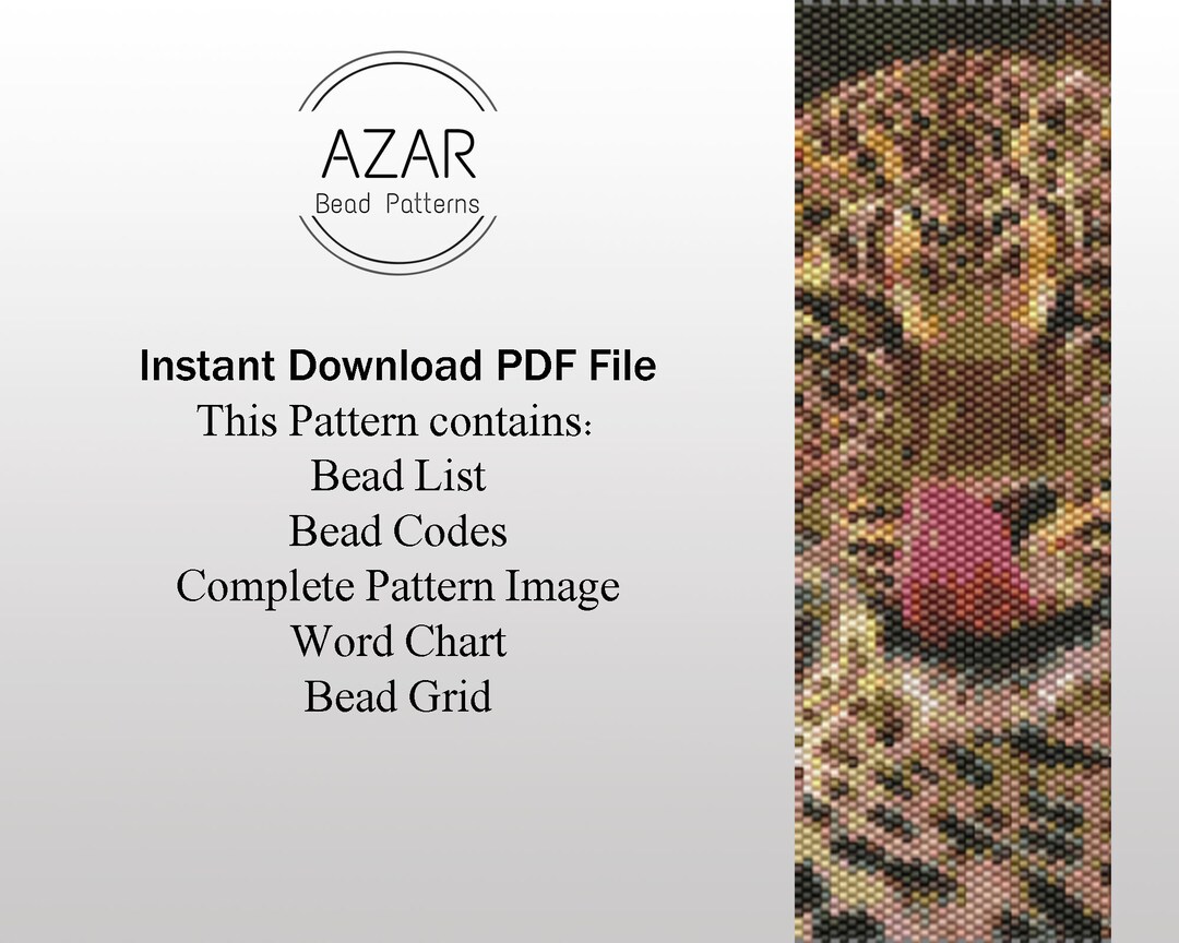 Cheetah Beaded Peyote Pattern Wild Cat Face Bracelet Pattern Africa ...