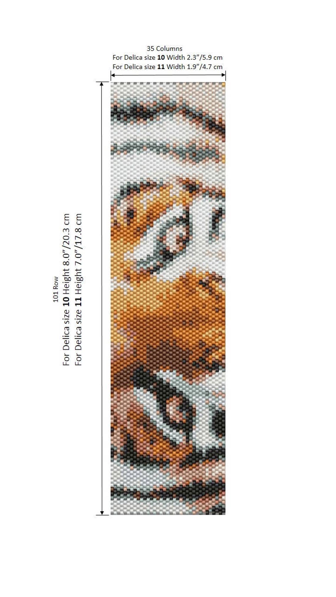 Tiger Bead Peyote Pattern Wild Tiger Bracelet Pattern | Etsy