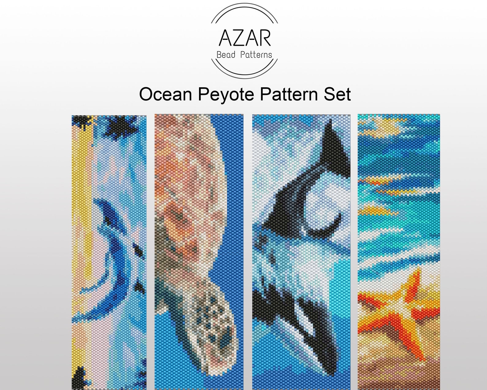 Ocean Animals Peyote Bracelet Pattern Set Sea Turtle Beaded - Etsy