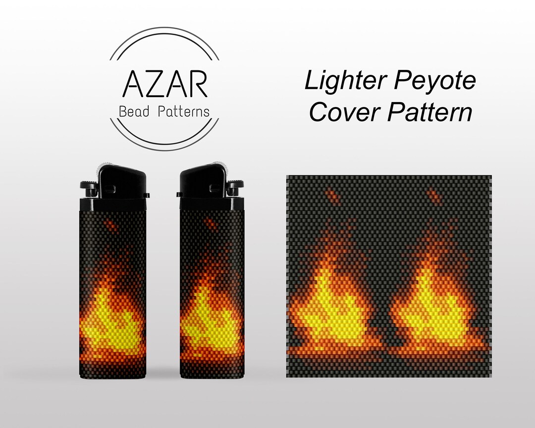 Flame Lighter Peyote Pattern Fire Bead Lighter Cover Pattern Red ...