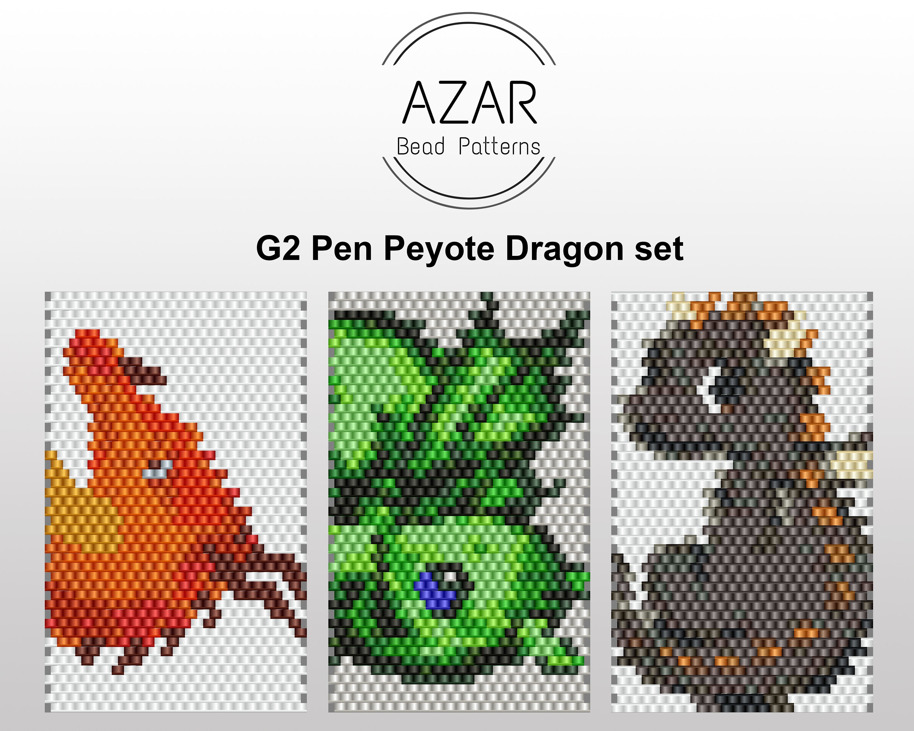 Dragon Peyote Pen Cover Pattern Set G2 Pen Pilot Bead | Etsy