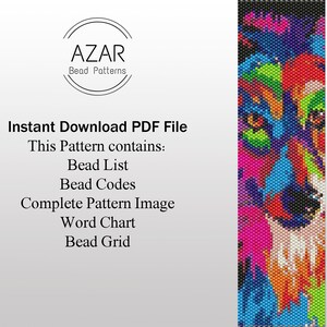 Colorful Animals Peyote Pattern Set Wolf Bead Bracelet Lion Pendant ...