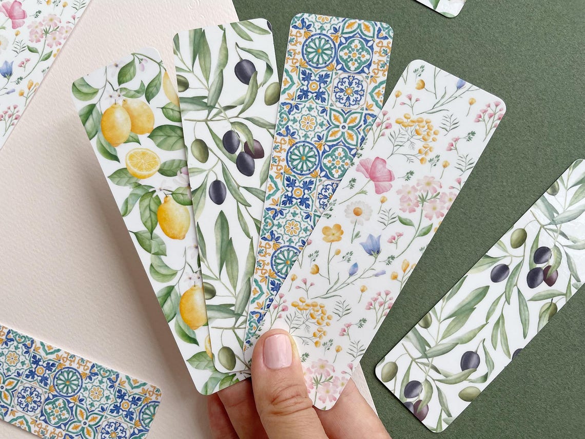 Mediterranean Bookmark Set of 4. Illustrated Italian Book Gift for ...
