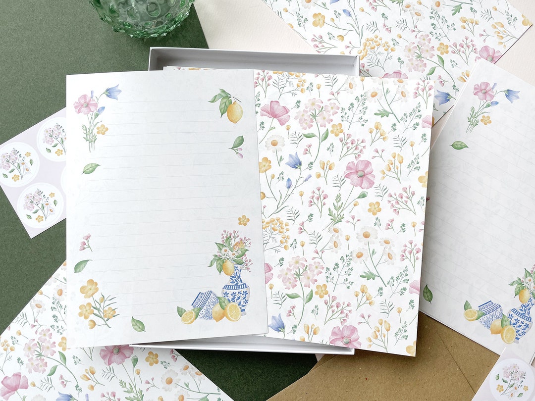 A5 Meadow Writing Paper Gift Box Set. Mediterranean Letter Writing Set ...