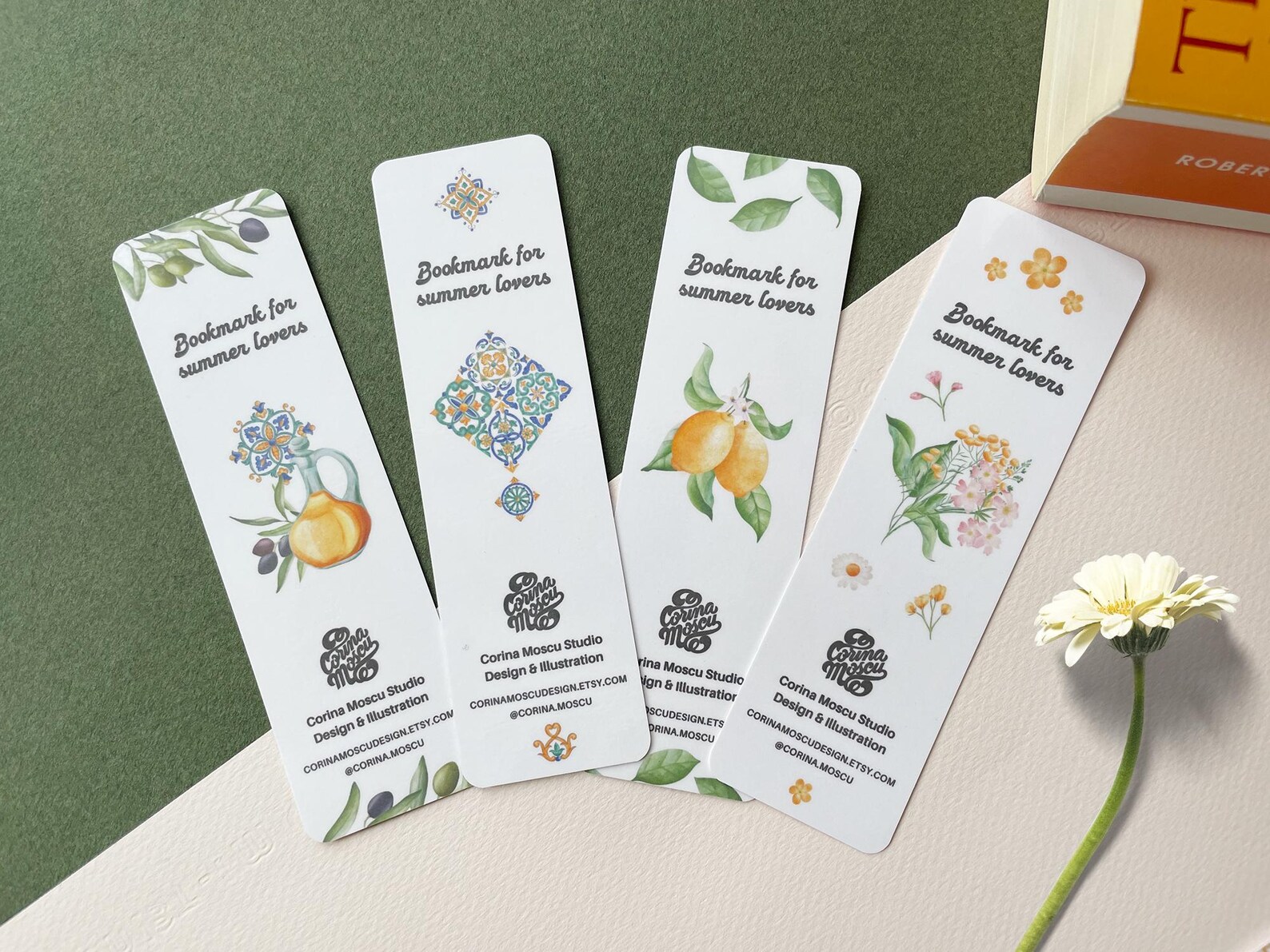 Mediterranean Bookmark Set of 4. Illustrated Italian Book Gift for ...