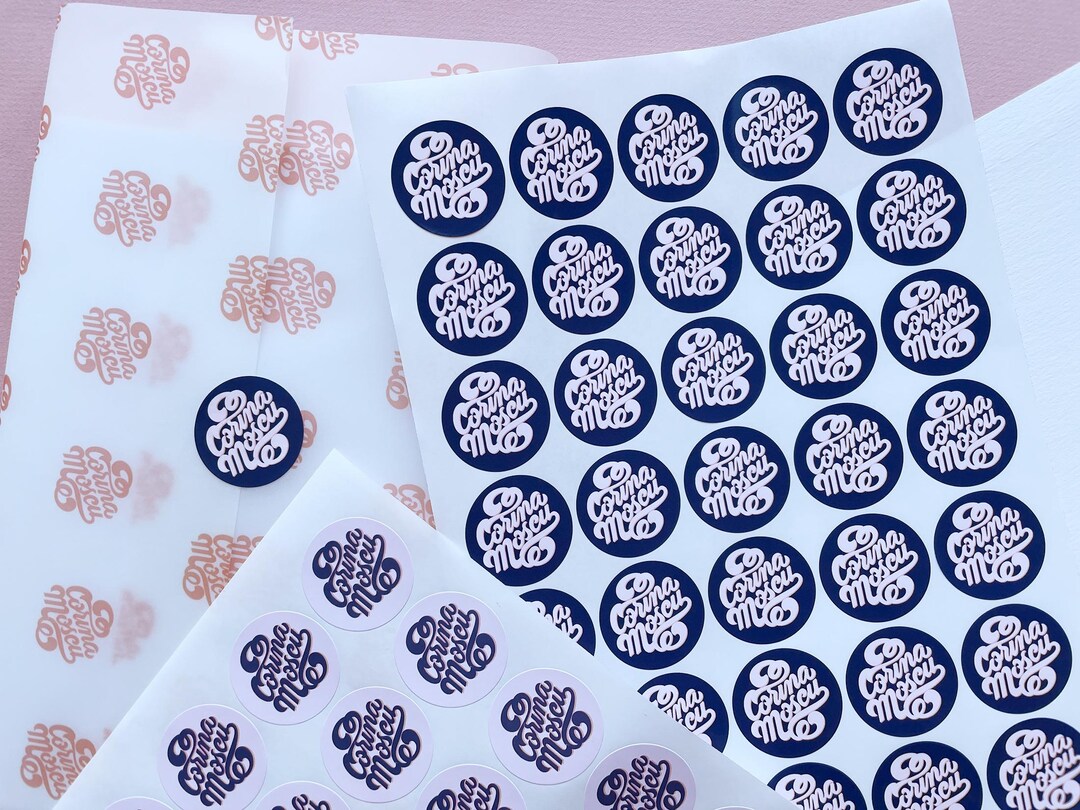 Circular 37mm Stickers on A4 Sheet. Gloss Branded Personalised Round ...