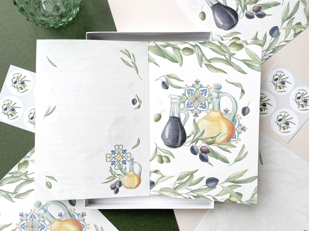 A5 Olive Branch Stationery Set: Mediterranean Letter Writing Gift - Etsy