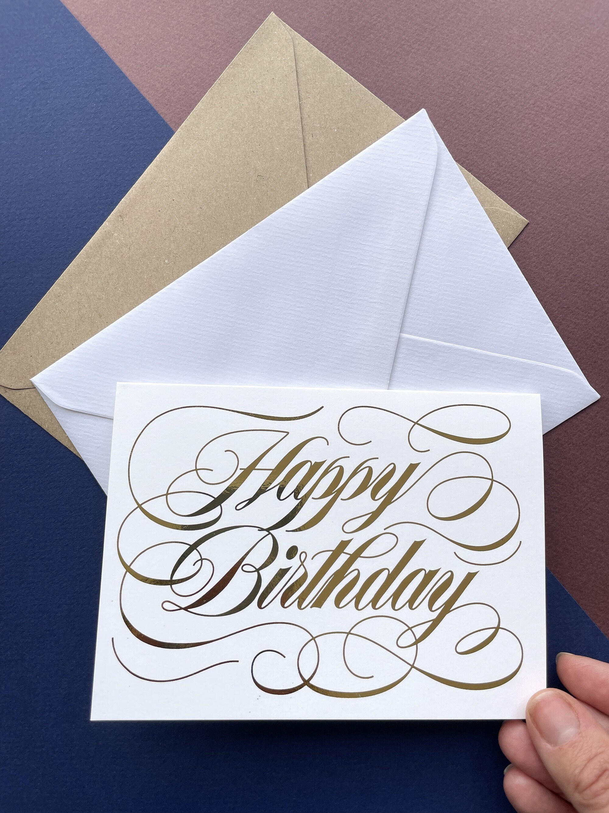 Happy Birthday Gold Foil, Greeting Card. Calligraphic Foiled Card. - Etsy