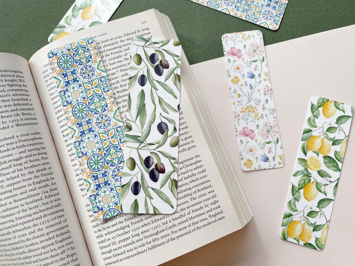 Mediterranean Bookmark Set of 4. Illustrated Italian Book Gift for ...