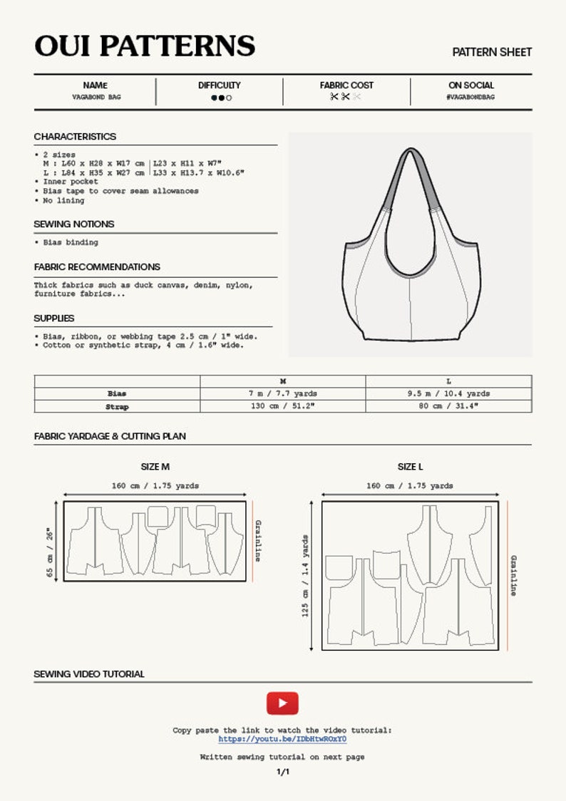 Vagabond Boho Bag 2 Sizes | PDF Sewing Pattern (french, English and ...