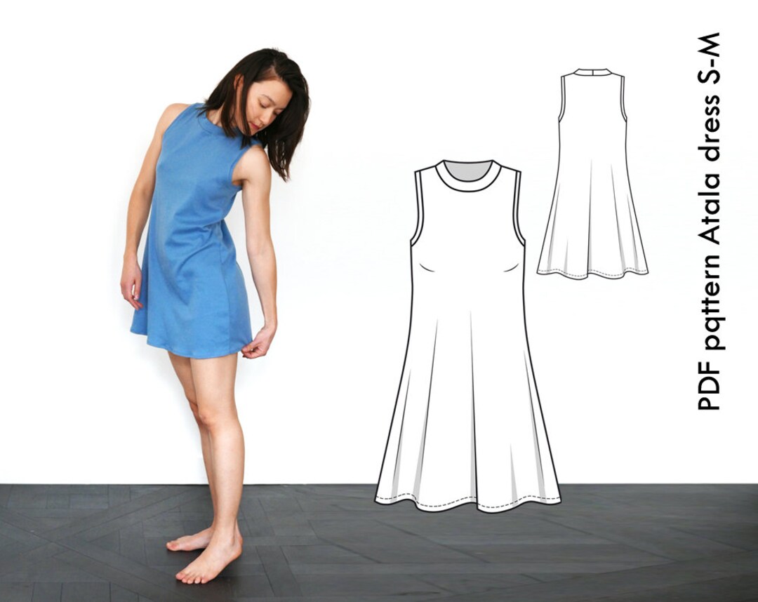 Jersey Dress Atala PDF Sewing Pattern 2 Sizes S-M english - Etsy