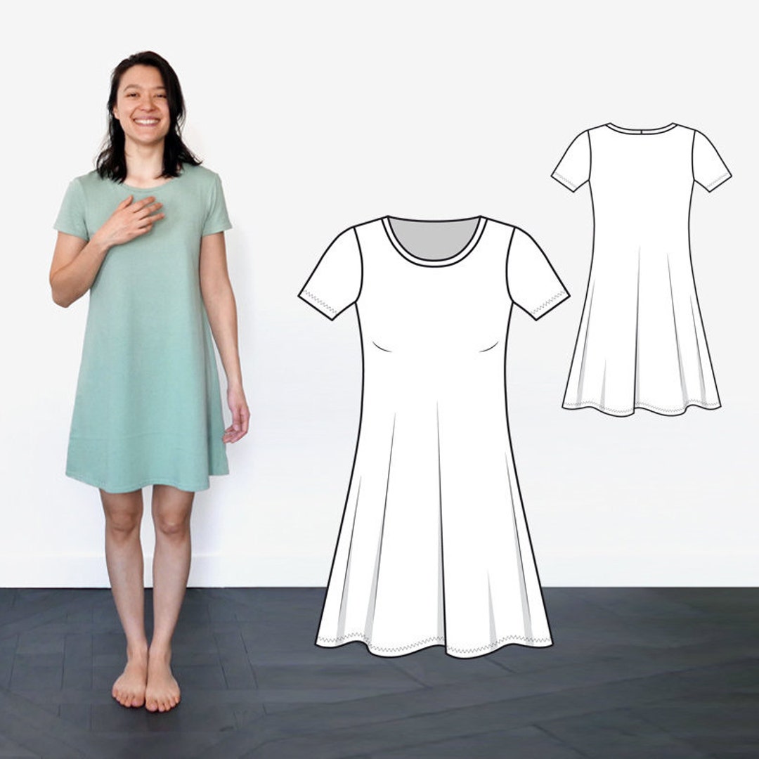Jersey Tshirt Dress Aria PDF Sewing Pattern 4 Sizes XS-S-M-L german ...