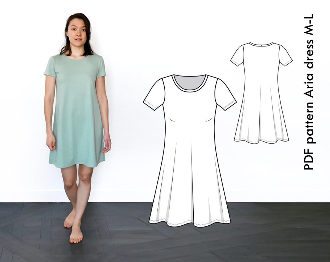 Jersey Tshirt Dress Aria PDF Sewing Pattern 2 Sizes M-L - Etsy