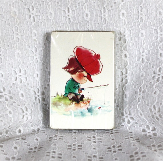 Vintage Boy Fishing Playing Cards Deck Sealed Plastic Coated - Etsy