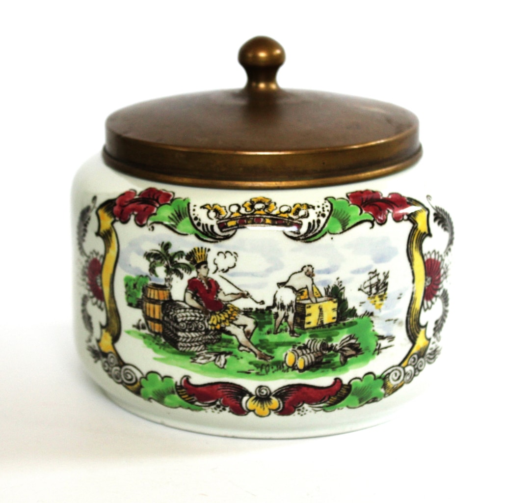 Vintage ROYAL GOEDEWAAGEN Tobacco Jar Humidor With Dutch Golden Age ...