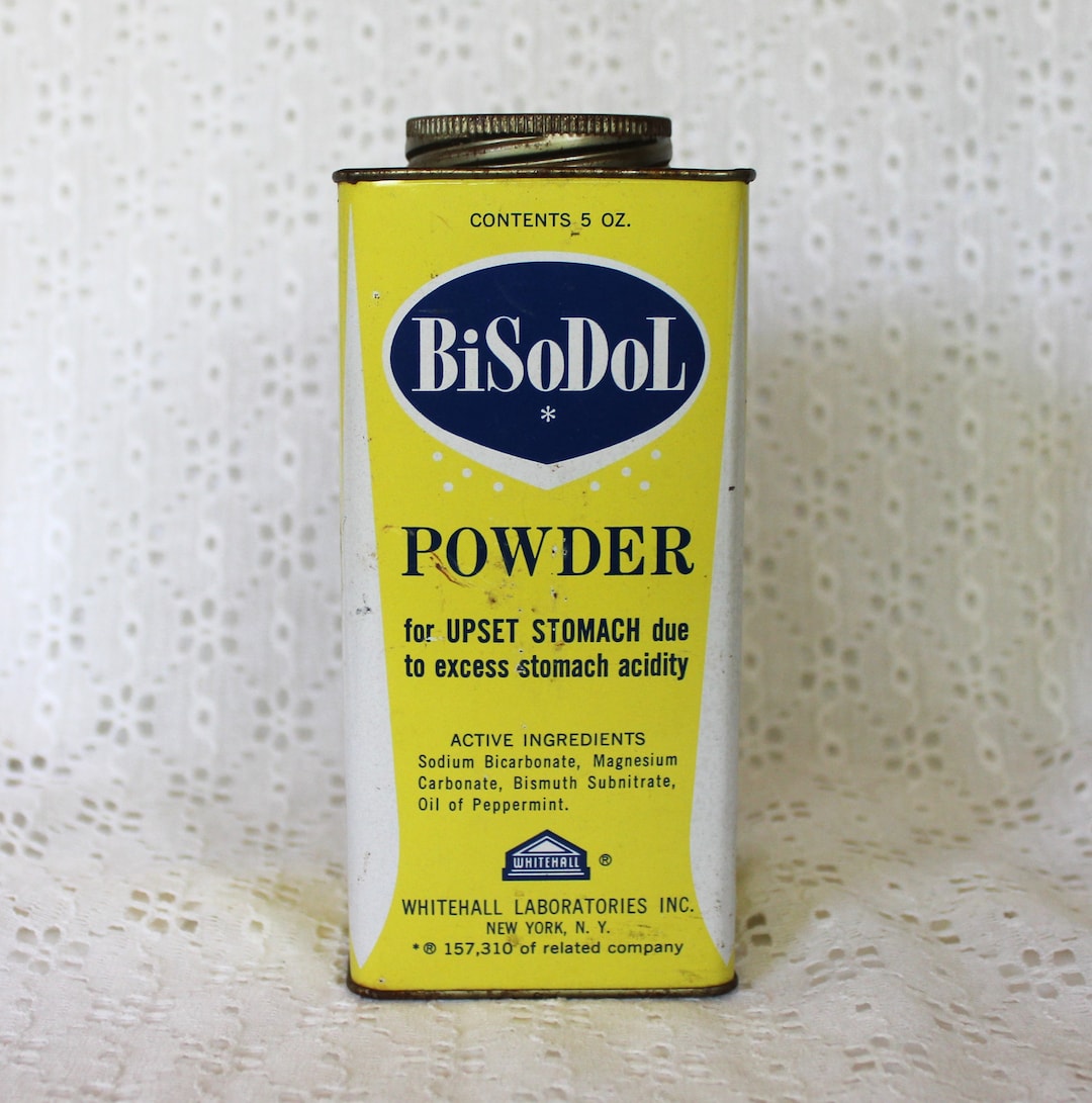 Vintage Bisodol Powder for Upset Stomach Tin 5 Oz. Whitehall ...
