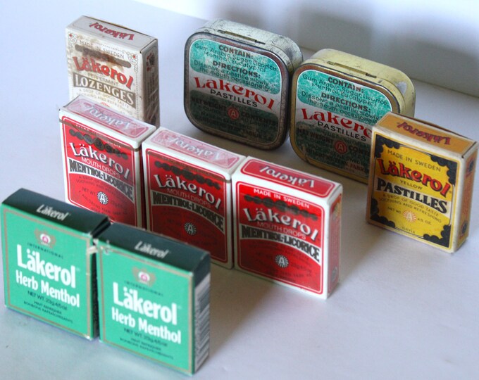 Vintage Swedish LAKEROL PASTILLES Tins & Boxes ~ Lot of Nine - Etsy