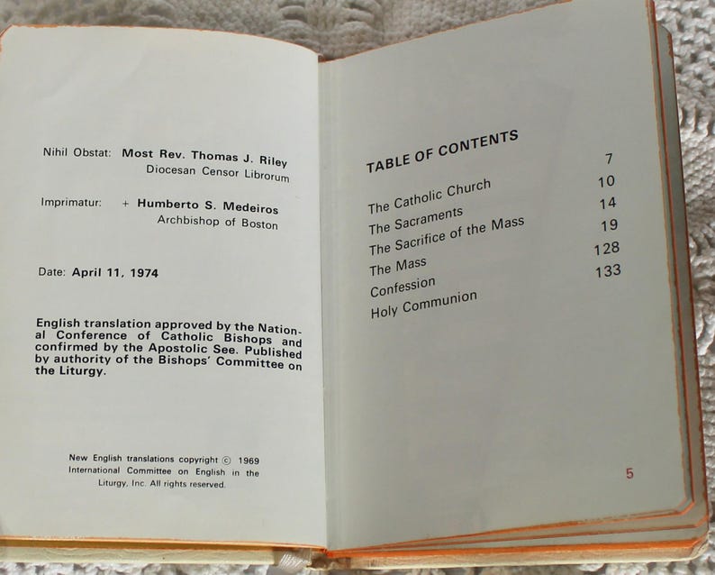 1974 Catholic Marian Children's Mass Book - Holy Communion Prayer Book ...