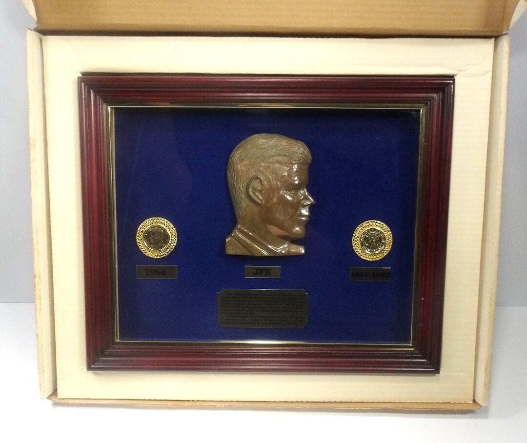 Vintage JFK COMMEMORATIVE COIN Set 1964 Silver Half Dollar Gold Plated ...