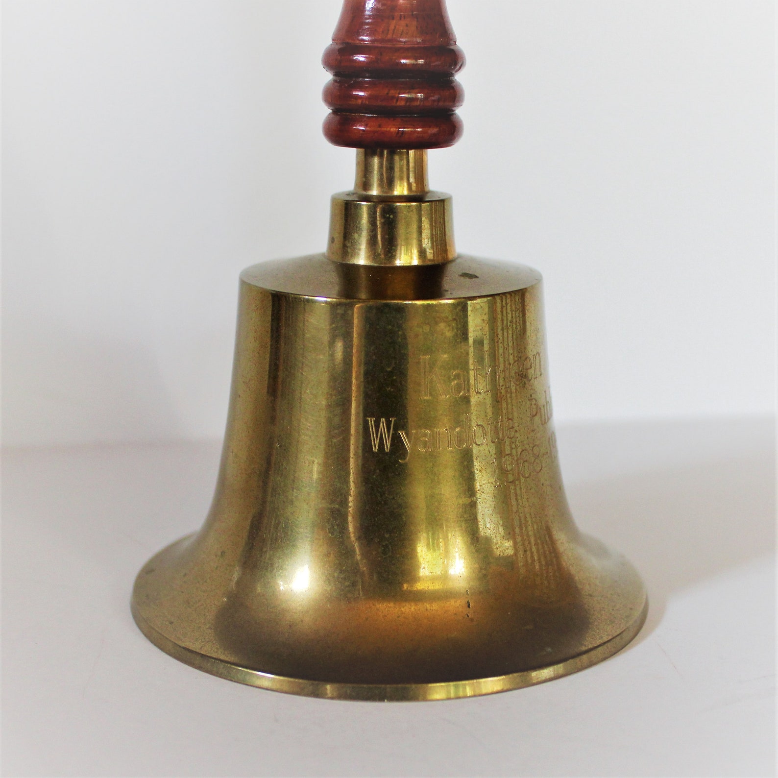 Vintage Solid Brass Teacher's Bell with Wood Handle | Etsy