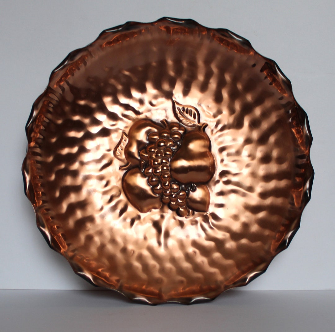 Vintage Gregorian USA Hammered Solid Copper Fruit Bowl Ruffled Edges ...