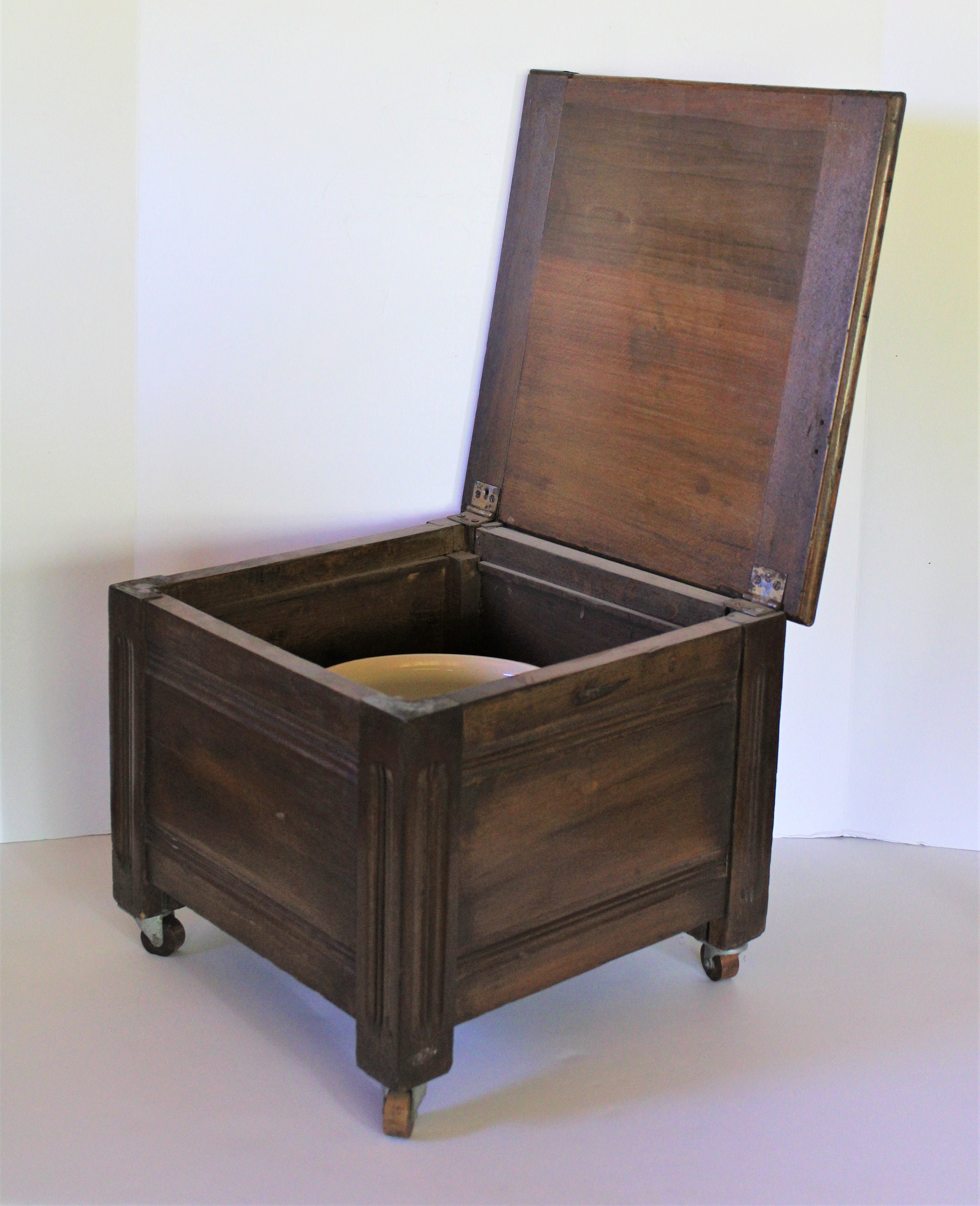 Antique Chamber Pot with Portable Wooden Box Commode | Etsy