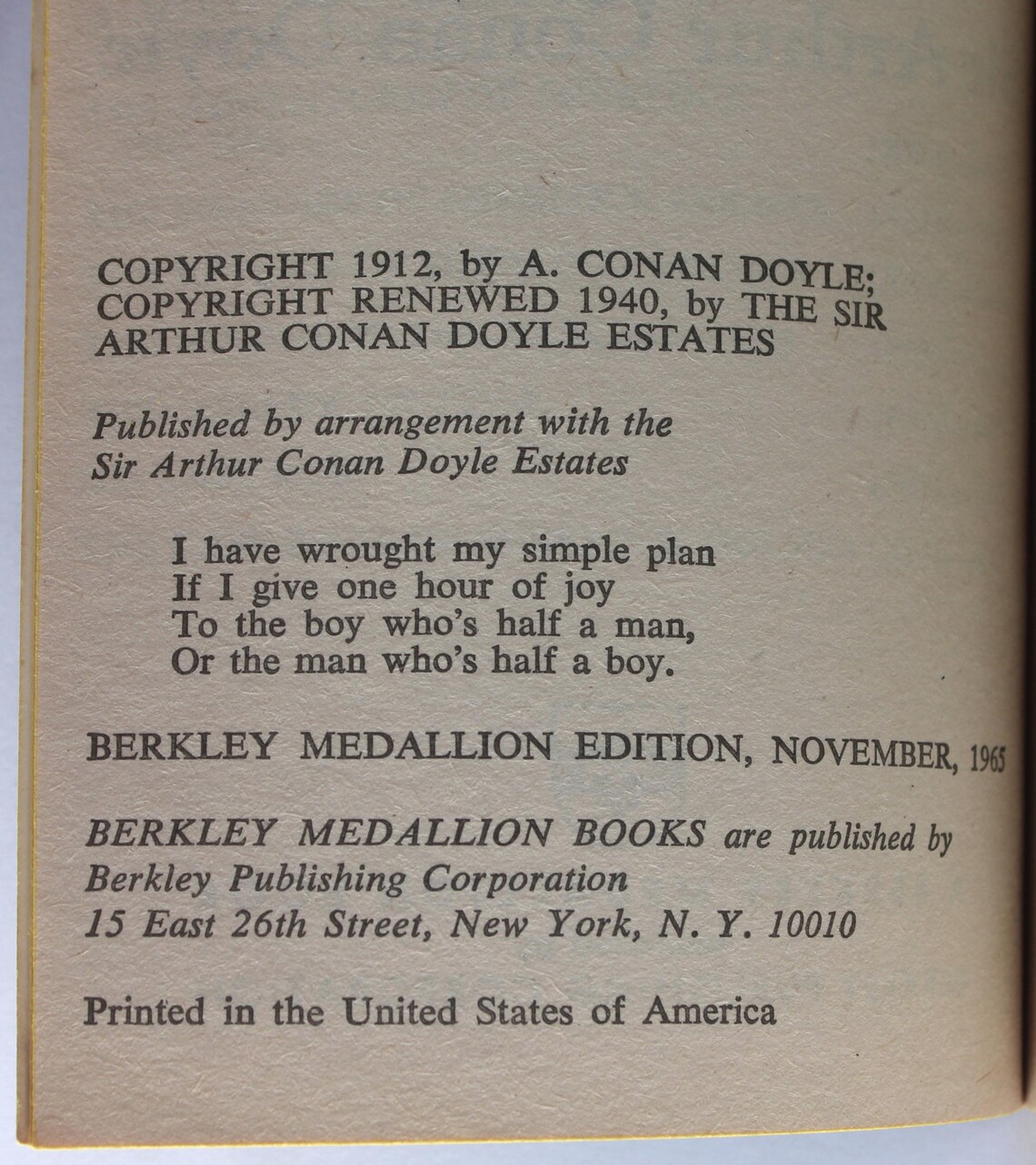 The Lost World Sir Arthur Conan Doyle Paperback Berkley Medallion 1965 ...