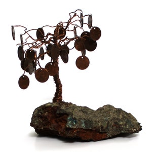 Vintage Copper Wire Tree Sculpture W/copper Pennies on Copper Ore Rock ...