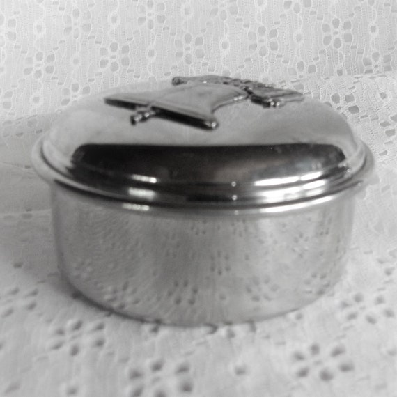 Vintage LIBERTY BELL Pewter Trinket Box with Red Velv… - Gem