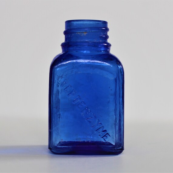 Blown Cobalt Blue Medicine Bottle Peptenzyme Reed & Carnrick | Etsy