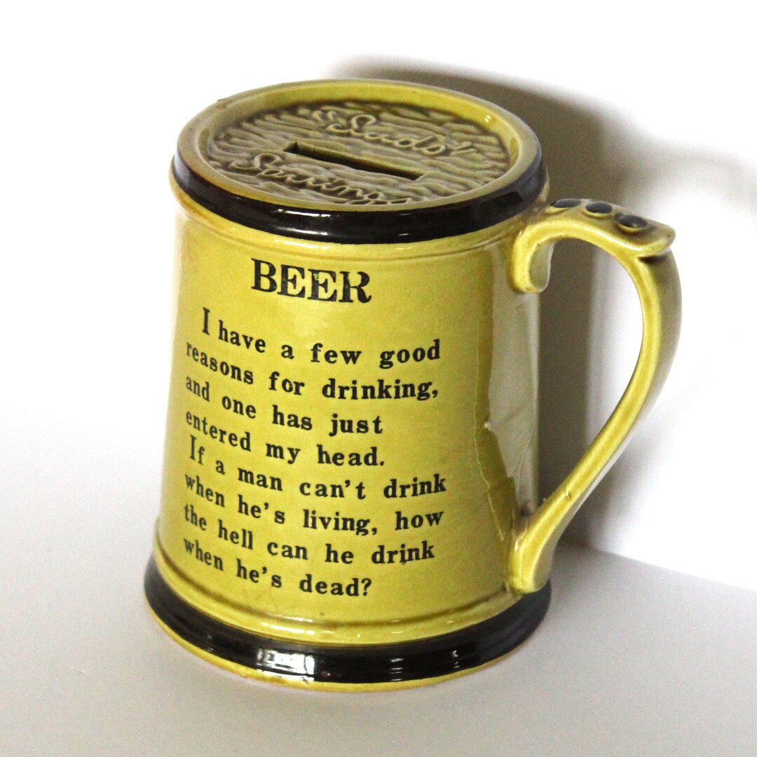Vintage Enesco "suds Savings" Beer Drinking Mug Bank - Etsy