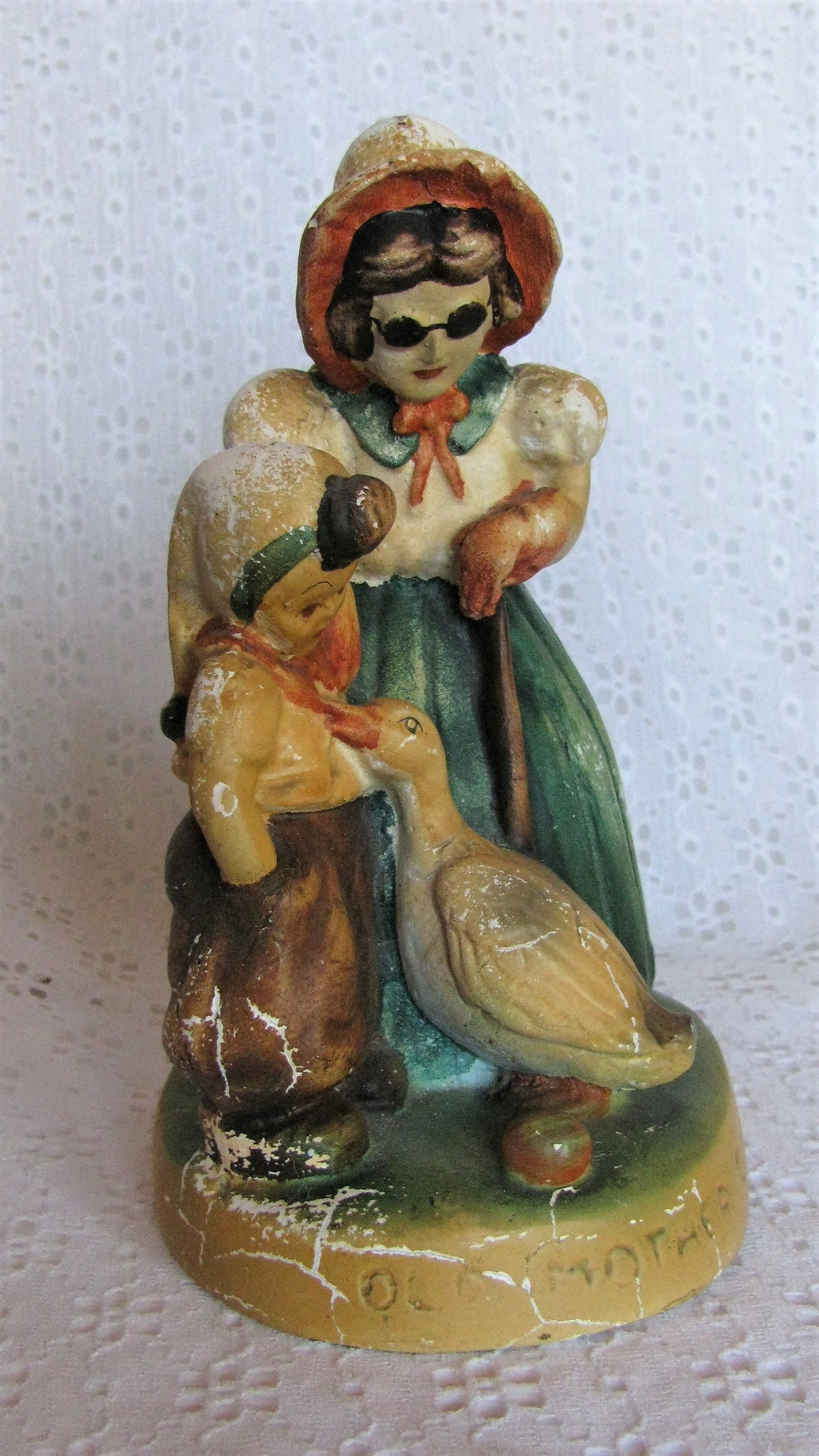 Vintage OLD MOTHER GOOSE Stern Chalkware Figurine 1940's | Etsy