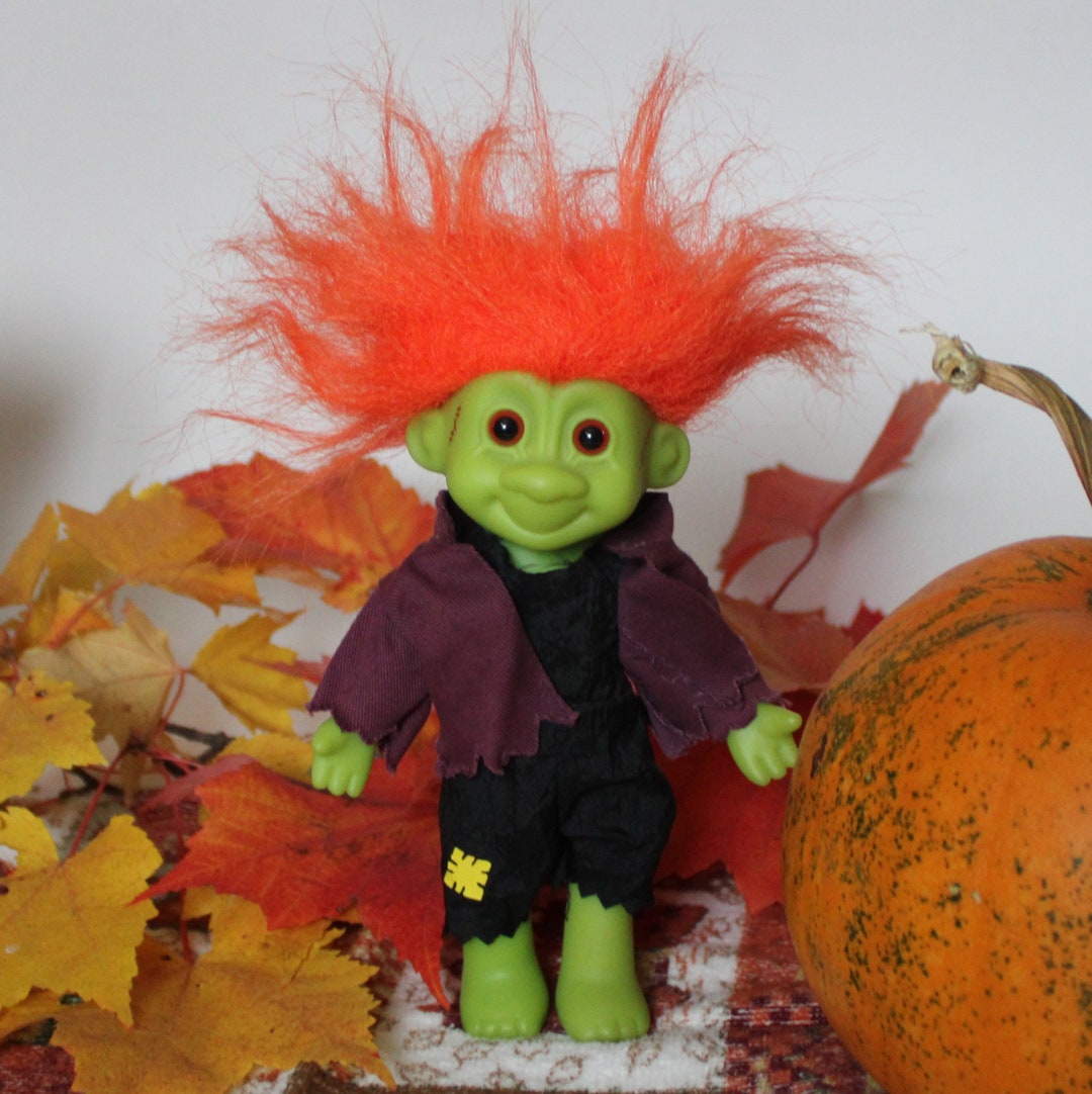 Vintage Russ Troll Doll Orange Hair Green Frankenstein Monster - Etsy
