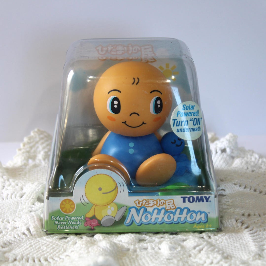 Bobble Head Tomy Nohohon Sunshine Buddy Blue Baby Solar Power Happy ...