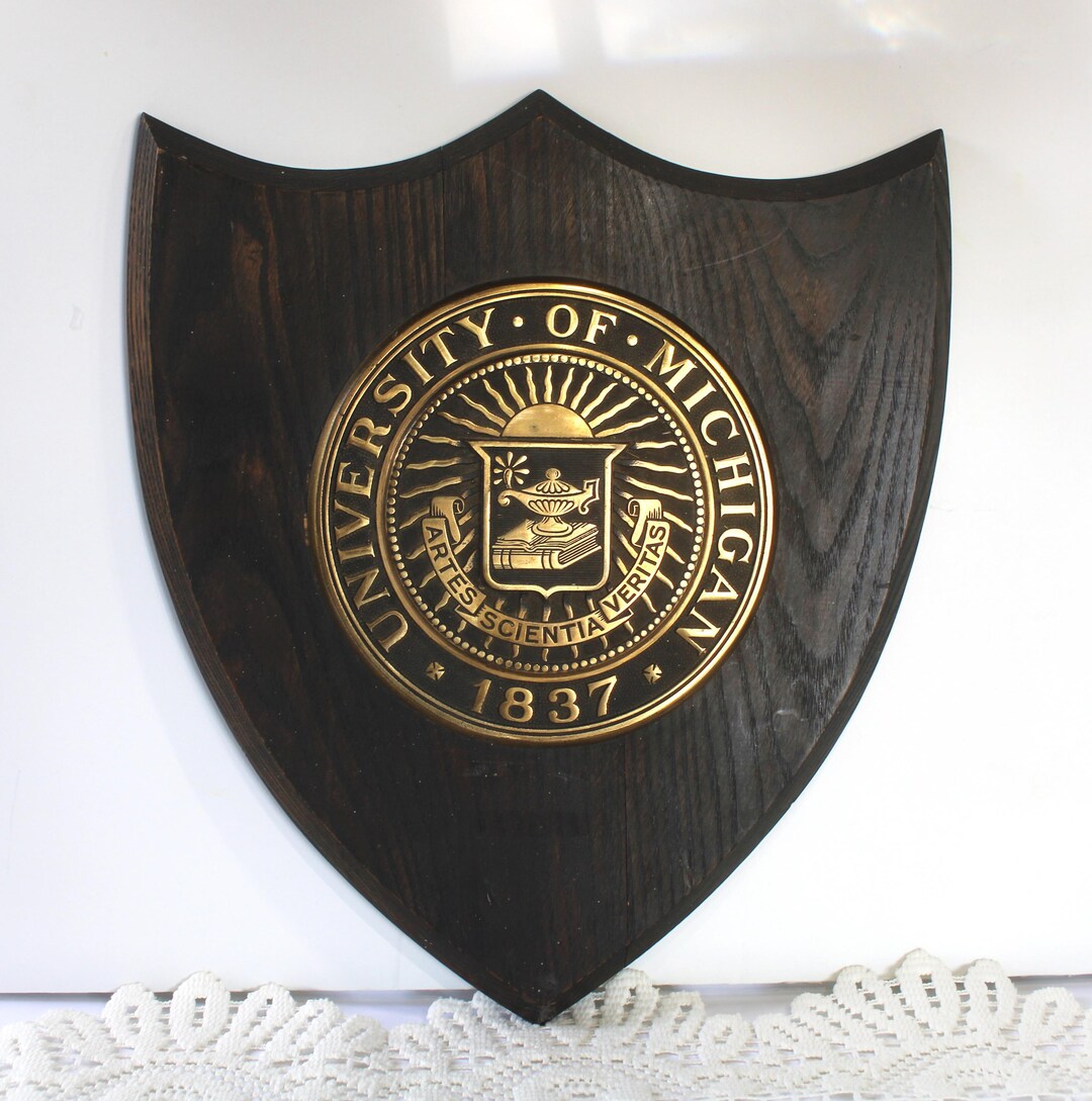 Antique University of Michigan Seal & Crest Wall Plaque ~ Artes ...