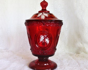 Red Glass Compote - Etsy