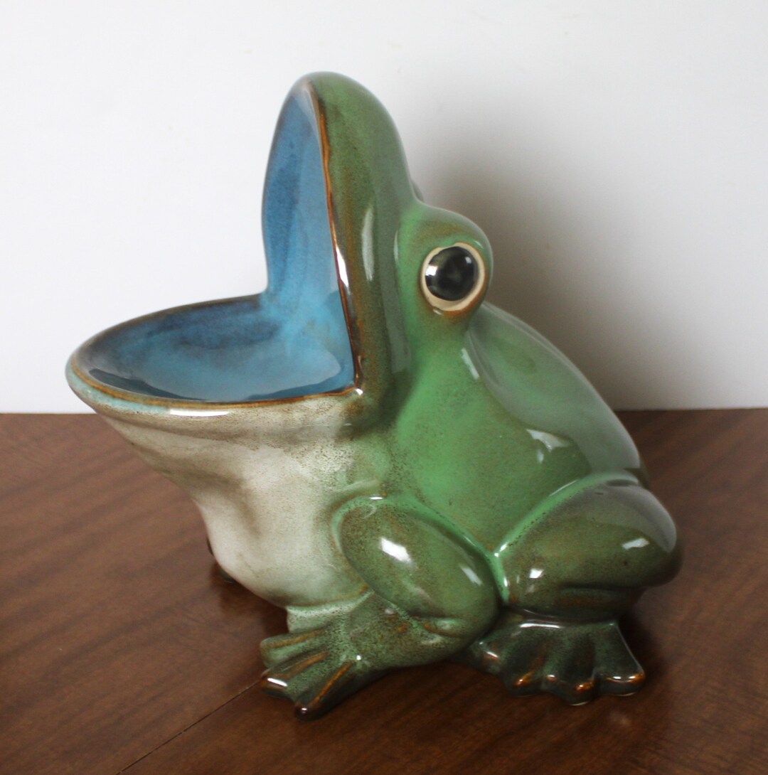 Large Garden Lawn Frog Ornament Open Mouth Birdbath/sponge Holder ...