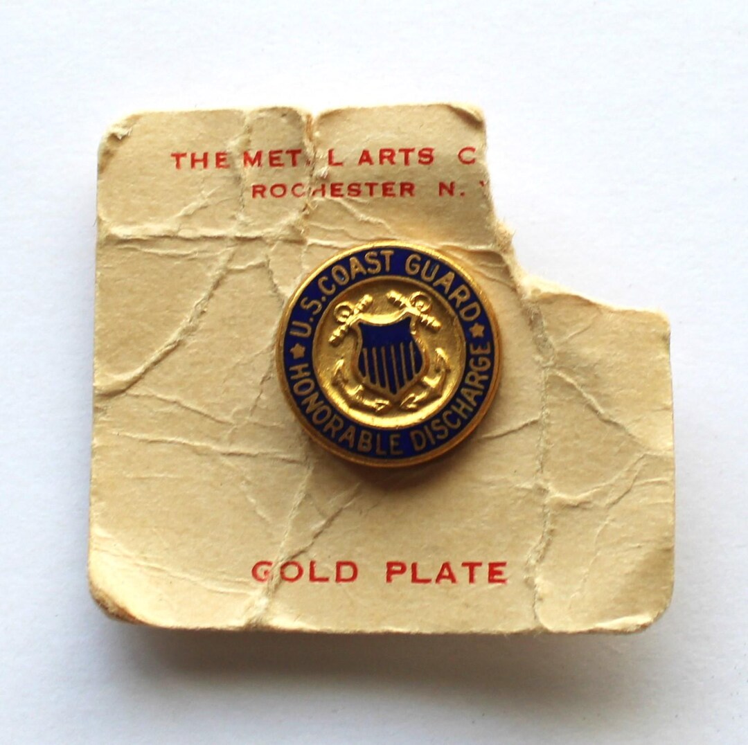 Vintage US Coast Guard Gold-plated Enamel Honorable Discharge Pin - Etsy