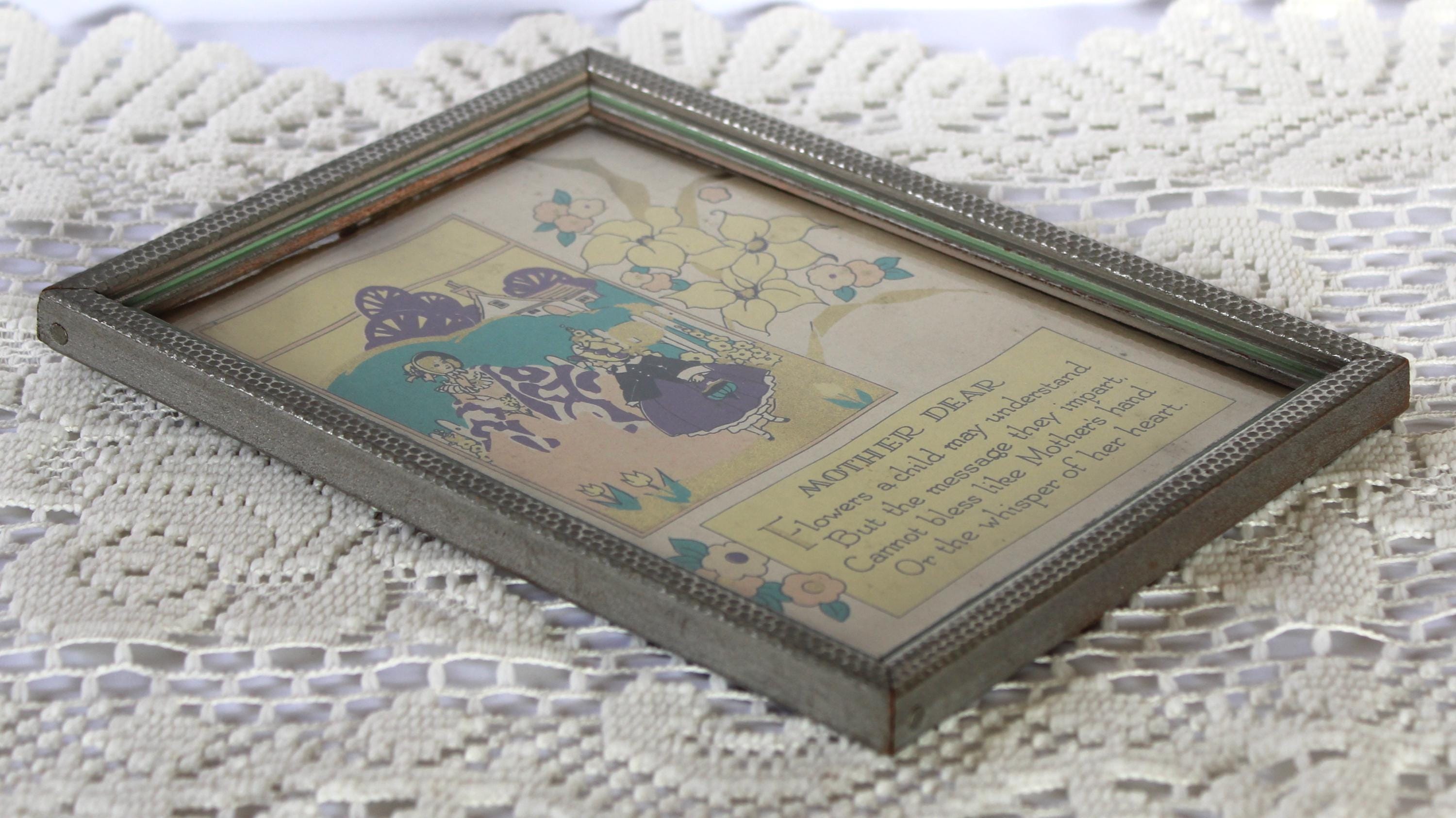 Rare MOTHER DEAR Poem Motto Style Picture Framed Wall Hanging 7.75" X 5 ...